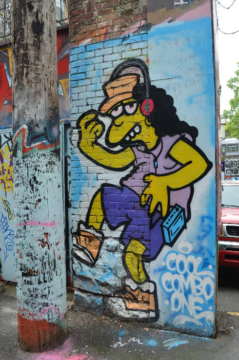 The Simpsons Mural in Vancouver Alley Parking Lot